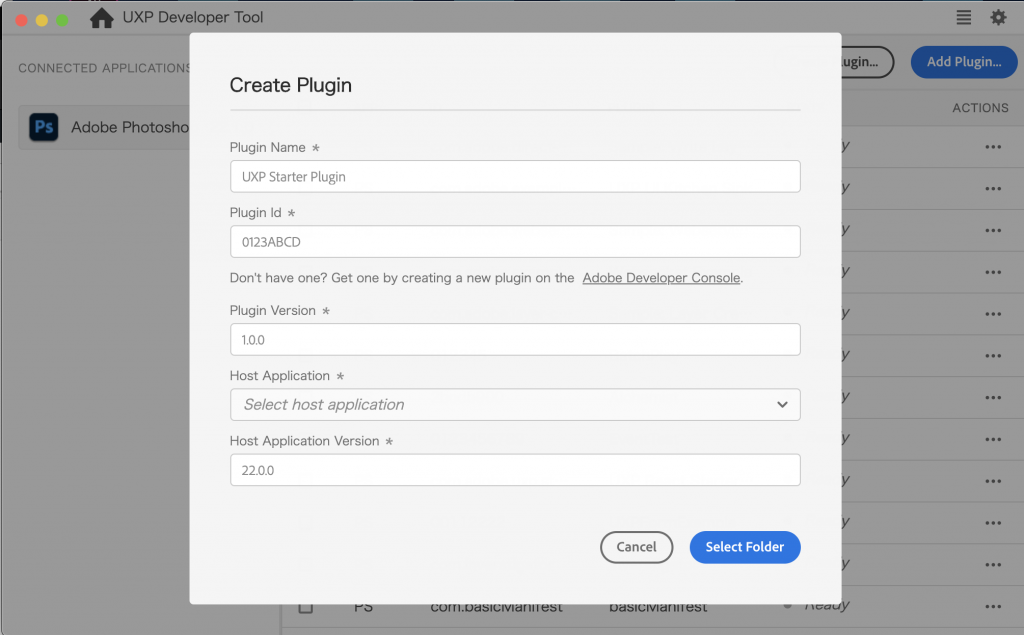 PhotoshopUXP Developer Toolを使ってUXPの開発に着手。