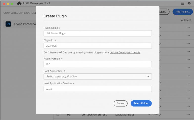 PhotoshopUXP Developer Toolを使ってUXPの開発に着手。