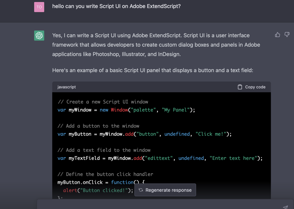 ChatGPTにExtendScriptを生成してもらう